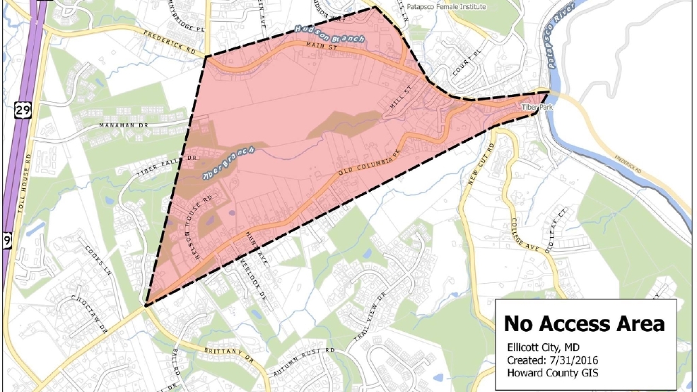 Map of inaccessible roads after historic Ellicott City storm | WBFF